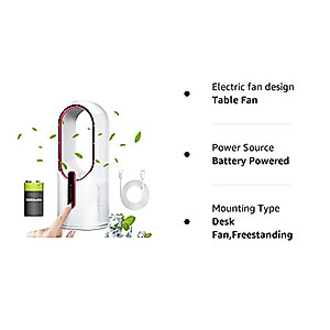 Misby Desk Fan Portable, Bladeless Fan Small Quiet with 3-Speed Options, Touch Control Usb Powered Cooling Table Fan for Home and Office (Rose)