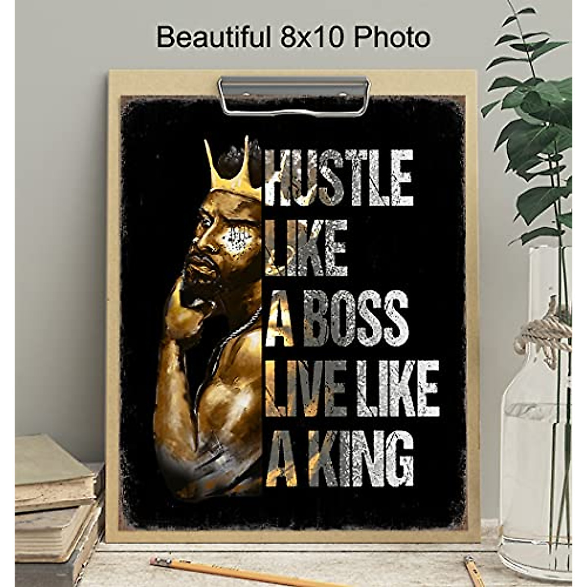 Inspirational African American Wall Art - Motivational Entrepreneur Decor - Positive Quotes Poster Prints - Success Sayings - Encouragement Gifts for Afro Black Men - Home Office - Encouraging Motto