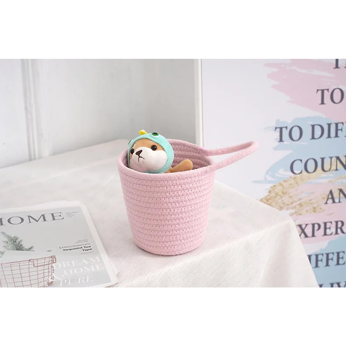 Generic Handmade Woven Oval Basket Set of 4, Cotton Rope, Hanging and Floor Decorative Basket, Home Decor