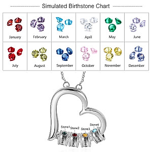 LoraPetid Personalized Heart Mother Necklace with 1-5 Names Custom Birthstone Necklace for Mom Customized Jewelry Gifts for Women Grandma