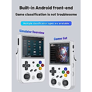 RG353V Handheld Game Console , Dual OS Android 11 and Linux System Support 5G WiFi 4.2 Bluetooth Moonlight Streaming HDMI Output Built-in 64G SD Card 4452 Games (RG353V-White)