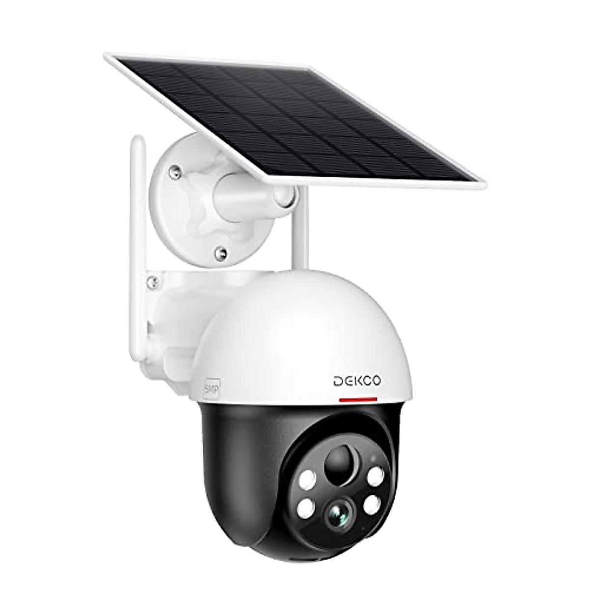 DEKCO 【New Version】 5MP UHD Solar Security Camera Wireless Outdoor, Home Security System with Spotlights, Night Vision, Pan Tilt 360° View, 2-Way Audio, Human Detection, Connect to 2.4Ghz WiFi DC9P