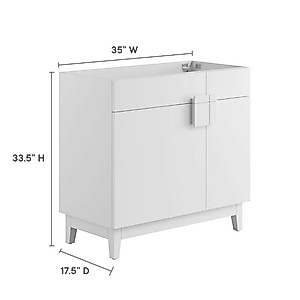Modway EEI-6400-WHI Miles 36” Bathroom Vanity Cabinet (Sink Basin Not Included), White
