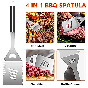 Griddle Accessories, 37 PCS Stainless Steel Grilling Kit, Flat Top Grill Accessories for Blackstone and Camp Chef, Barbecue Utensil Gift with Basting Cover, Thermometer, Meat Injector & Meat Claws