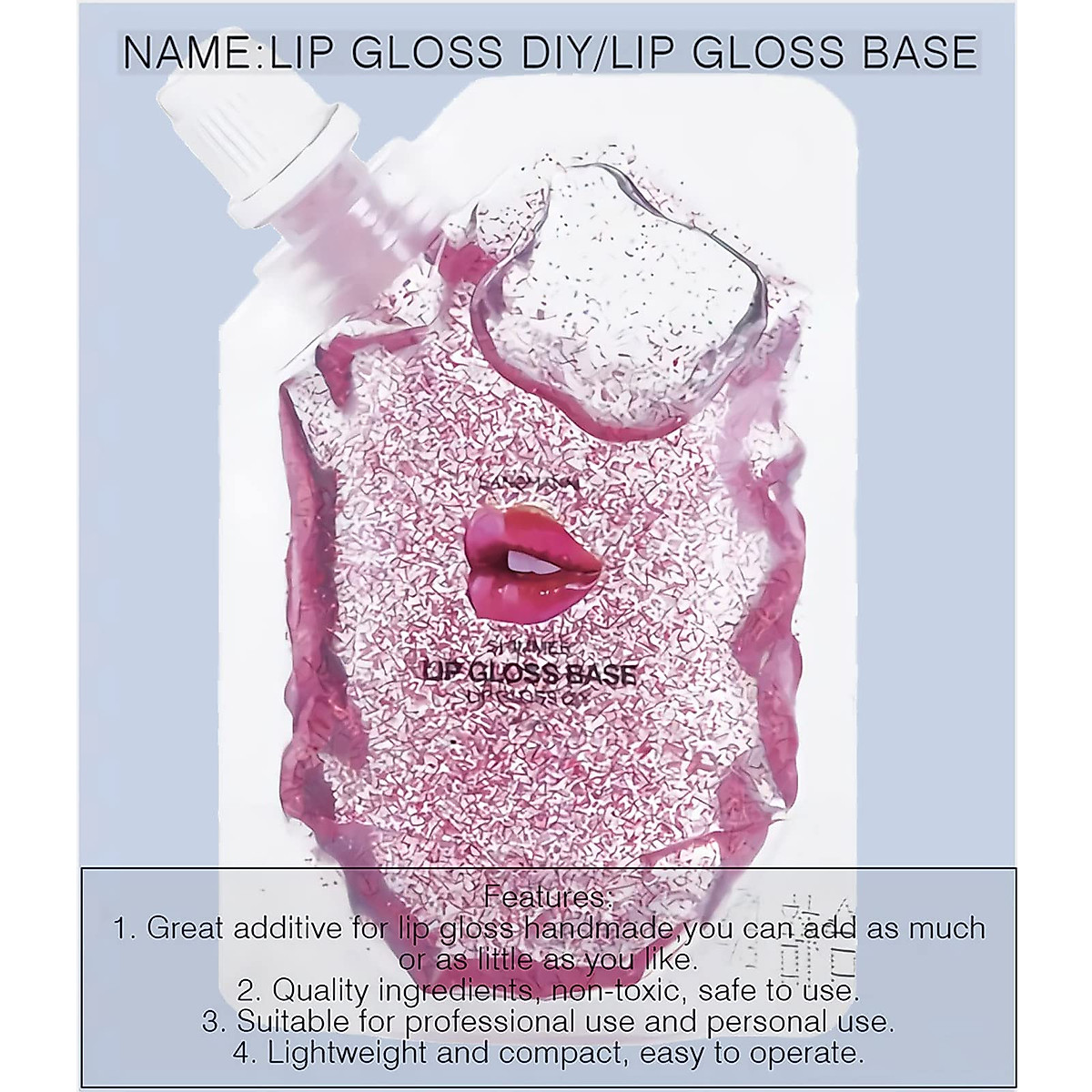 Sumeitang 4 Color Glitter Lip Gloss Base Kit, Moisturize Lip Gloss Base Oil Material Lip Makeup Primers for DIY Handmade Making Lip Balms and Lipgloss Set(4 Pack x 20ML)