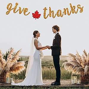 Rose Gold Give Thanks Banner - Thanksgiving Party Decoration - Thanksgiving Sign - Thanksgiving Home Decoration