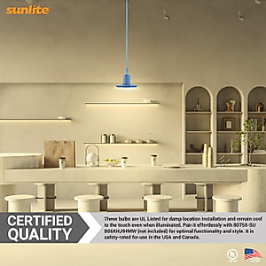 Sunlite LED UFO Pendant Light Bulbs, 11 Watts, 800 Lumens, 3000K Warm White, Medium E26 Base, 120 Volts, 110 Degree Beam Angle, UL Listed, Indoor, Blue