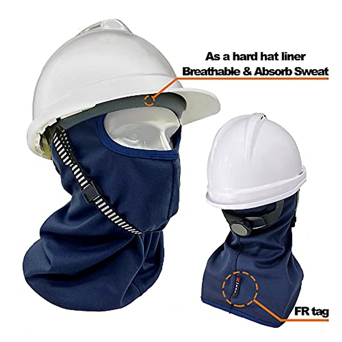 Fullsheild Full Face Mask Men FR Welding Hood Cotton Balaclava Flame Resistant Hard Hat Liner Neck Cover for Welder Firefighter Gear Motorcycle Navy One Size