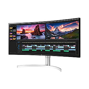 LG 38WN95C-W Monitor 38" 21:9 Curved UltraWide QHD+ (3840 x 1600) Nanio IPS Display, Thunderbolt 3, 1ms Response Time, 144Hz Refresh Rate, NVIDIA G-SYNC, AMD FreeSync -White/Silver