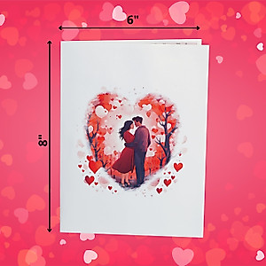 PQ Bees Pop Up Valentines Day Card | 3D Anniversary Wedding Thank You Birthday Card for Significant Other (Size 6 x 8 In - Romantic Couple Love Tree).
