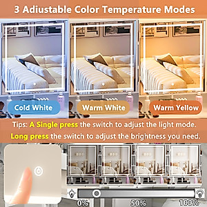 PAKASEPT Makeup Vanity with Lights,White Vanity Desk with Openable Mirror & 3-Color Dimmable, Charging Station, Makeup Desk with Drawer, Hooks, Hidden and Open Storage Shelves, Stool Set