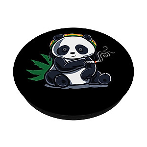 Weed Smoking Panda Marijuana Cannabis Stoner THC CBD 420 PopSockets Swappable PopGrip