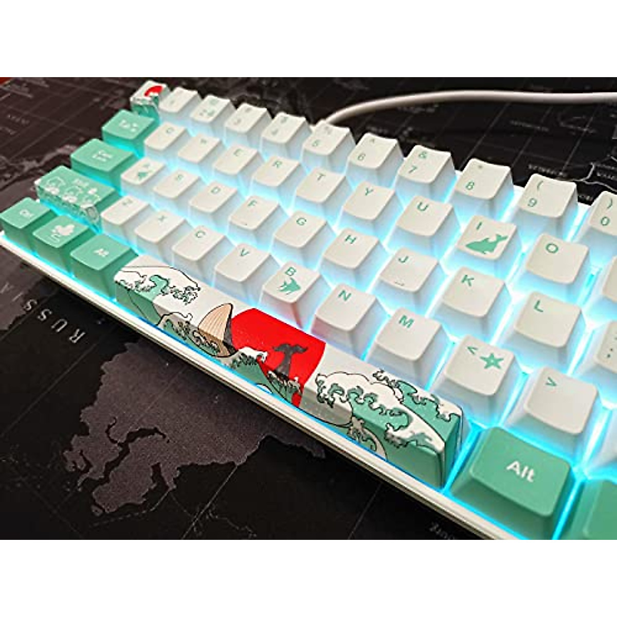 Custom keycaps 60 Percent Doubleshot PBT Keycaps Set OEM Profile for Cherry MX Switches Gaming Mechanical Keyboard,gk61,rk61,Ducky one 2 Mini keycaps (not Include Keyboard)
