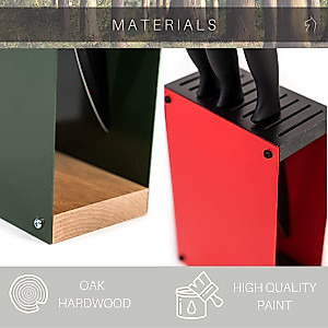 Kitchen Knife Block only Empty Metallic Knife Holder Stand Without Knives Universal Wooden and Metal Large Storage Blocks (Black)