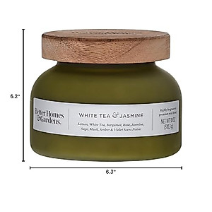 BetterHomes&Gardens 18oz Scented Candle, White Tea and Jasmine 2-Pack, 18oz (501g) x 2 [excluding glass jar weight] (44225)
