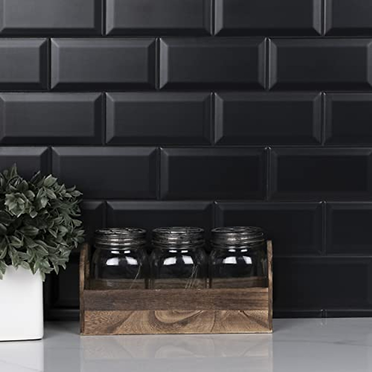 Merola Tile Crown Heights Beveled Matte Black 3" x 6" Ceramic Wall Tile
