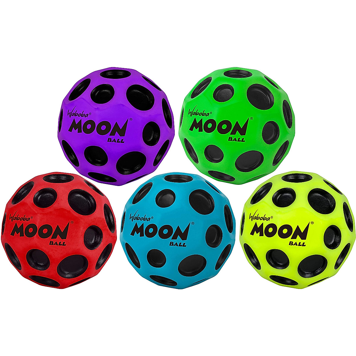 Waboba Moon Ball 5 Pack - Bounces Out of This World - Original Patented Design - Craters Make Pop Sounds - Easy to Grip (Pack of 5)