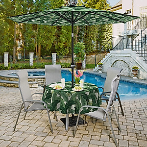 LVTXIII Outdoor Tablecloth with Umbrella Hole and Zipper, 60 Inch Water-Repellent Patio Table Cloth, Round Table Covers for Backyard Garden, Swaying Palms Green