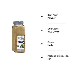 McCormick Culinary Poultry Seasoning, 12 oz - One 12 Ounce Container of Poultry Seasoning Spice with No MSG for Chicken Turkey, Stuffing and Casserole Recipes