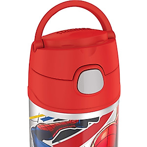 THERMOS FUNTAINER 12 Ounce Stainless Steel Vacuum Insulated Kids Straw Bottle, Spiderman