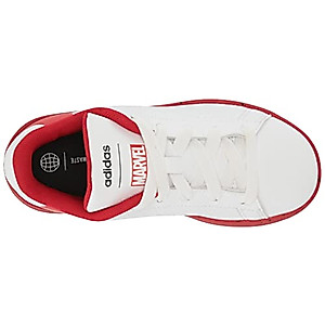 adidas Advantage Tennis Shoe, White/White/Better Scarlet (Spider-Man), 2 US Unisex Little Kid