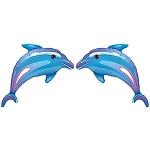 ZiYan Delightful Dolphin Microfoil Balloon, 38-Inches, Blue, 2-Unit