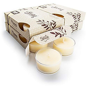 Vanilla Bean Premium Tealight Candles Bulk Pack - 24 Beige Highly Scented Tea Lights - Beautiful Candlelight - Made in The USA - Bakery & Food Collection