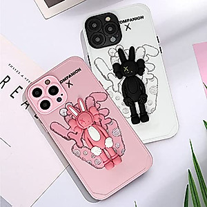 DOWINTIGER Compatible with iPhone 13 Pro Max Case Cute Designer Women Girls, Kawaii Cartoon 3D Bunny Pattern Street Fashion TPU and IMD Protection Cover for iPhone 13 Pro Max - Pink