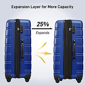 Merax Luggage Sets of 3 Piece Carry on Suitcase Airline Approved,Hard Case Expandable Spinner Wheels (Deepblue)