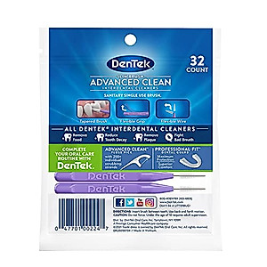 DenTek Slim Brush Interdental Cleaners | Slim Brush for Extra Tight spaces | 32-Count | 1-Pack
