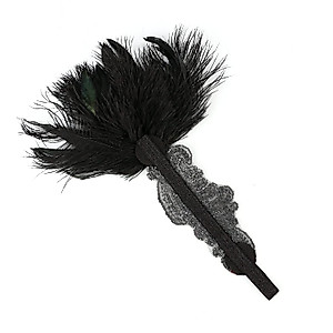 LATIMOON 1920s Flapper Headband Vintage Black Feather Headpiece with Sequin Beads Roaring 20s great Gatsby Hair Accessory for Women