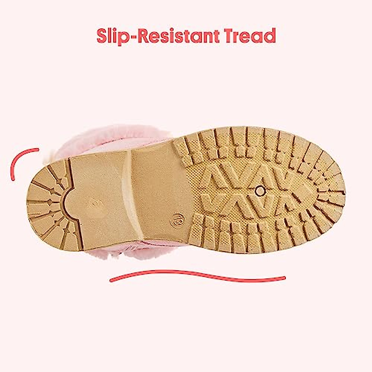 FabKids Girls Deer Cute Ankle Boots Fuzzy Non-Slip Chelsea Short Boots for Little Kid Pink Size 3