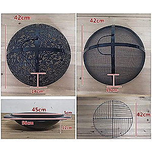 LEAYAN Garden Fire Pit Grill Bowl Grill Barbecue Rack Fire Pits,BBQ Grill,Outdoor Fire Pit Wild Travel Wood Burning and Camping Picnic Stove Bonfire,with Barbecue Multifunctional Stove