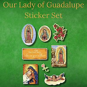 Assorted Catholic Decal Sticker Sheet Pack, Our Lady of Guadalupe, Novelty Religious Stickers Sunday Schools, Scrapbooking, Journaling, Church Giveaways, and More, 3 Sheets Included, Multi