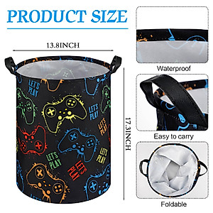Zhehao 2 Pcs Gamer Laundry Basket Boys Hamper Kids Gaming Storage Basket Hamper Clothes Organizer Toy Storage Waterproof Laundry Hamper for Bedroom Bathroom Gamer Room Decor(Stylish)