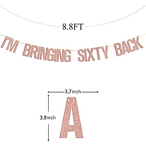 I'm Bringing Sixty Back Banner, 60th Birthday Decorations, Cheers to 60 Years/I'm 60, Funny Sixty Birthday Party Decors, 60th Anniversary and Birthday Party Supplies Rose Gold Glitter