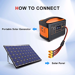 GINTOOYUN XT60 Splitter Extension Cable 1 Female to 3 Male Connector Adapter,12AWG XT60 Power Extension Cable for Solar Panel,Solar Generator,Portable Power Station, Drone,RV,Ship etc(0.3M)