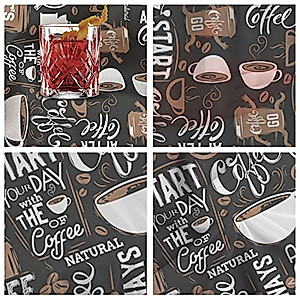 Rural Coffee Chiffon Table Runner 120 Inches Long, Shabby Chic Esppresso Beans Cup Drinking Voile Sheer Tulle Runner for Rustic Wedding Reception Bridal Shower Decorations Birthday Party