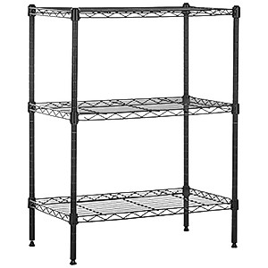 Amazon Basics 3-Shelf Adjustable, Heavy Duty Storage Shelving Unit (250 lbs loading capacity per shelf), Steel Organizer Wire Rack, Black, 23.2"L x 13.4"W x 30"H
