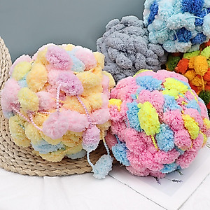 DIY Soft Thick Yarn Fluffy Colorful Pompom Thread Thick Ball Yarn for Knitting Crochet Blanket Carpet Cushion Mats