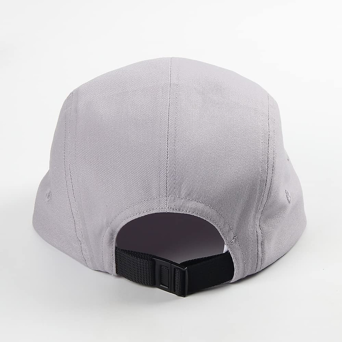 DongKing 5 Panels Baseball Cap Classic Flat Bill Hat Cotton Short Flat Brim Caps (Gray)