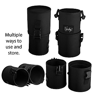 Nanshy Travel Makeup Brush Holder with Lid - Large, Stand Up Makeup Brush Case for MUA - 2-in-1 Durable Makeup Brush Organizer Bag & 2 Brush Cups - Brushes Not Included - Black - 9 x 4 x 4 Inches