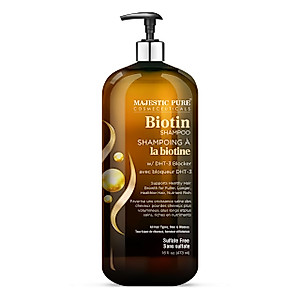 Majestic Pure Biotin Shampoo - Volumizing Shampoo for Hair Loss - with DHT-3 Blocker - Hydrating & Nourishing - Sulfate Free, for Men & Women - Thin Hair Shampoo - 16 fl oz