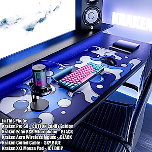 KRAKEN KEYBOARDS Pro 60 Percent Keyboard 60% Gaming Keyboard Mechanical - Blue & Pink - HOT SWAPPABLE - for Gaming On PC, Xbox, PlayStation & MAC (Cotton Candy | Silver Switches)