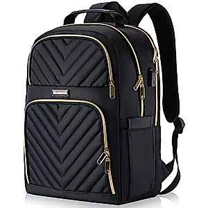 Kuosdaz Backpack for Women, 17.3 Inch Large School Backpack, Girls Bookbag with USB Charging Port, Work Travel Laptop Back Pack Purse Casual Daypacks, Black