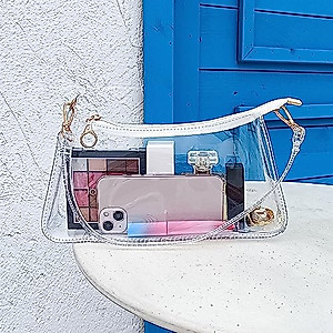 LOXOMU Clear Purse Stadium Approved,Small Clear Crossbody Bag Clear Shoulder Handbag for Women, Clear Bag for Concerts Sports Events (Clear)