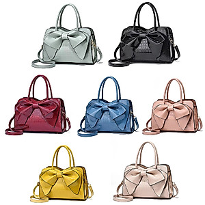 Nevenka Women Handbag PU Leather Top Handle Satchel Bag Fashion Lady Tote Shoulder Handbag for Daily Use Party (Black)