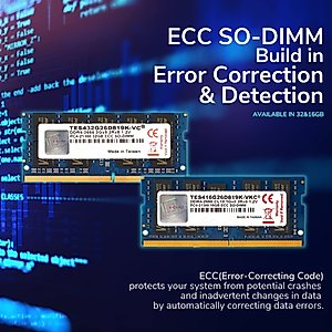 V-Color 32GB (2 x 16GB) ECC SO-DIMM DDR4 2666MHz (PC4-21300) for NAS Micro Server/Workstation/Compatible with Synology 21 Series 2Rx8 CL19 1.2V (TES416G26D819K-VKC)