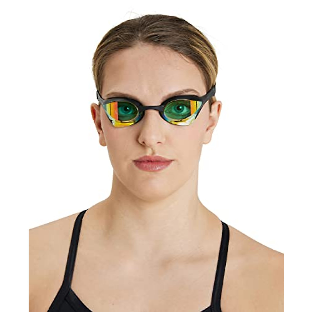 Arena Cobra Ultra Swipe Racing Swim Goggles for Men and Women, Mirror Lens, Anti-Fog, UV Protection, Yellow Copper/Black