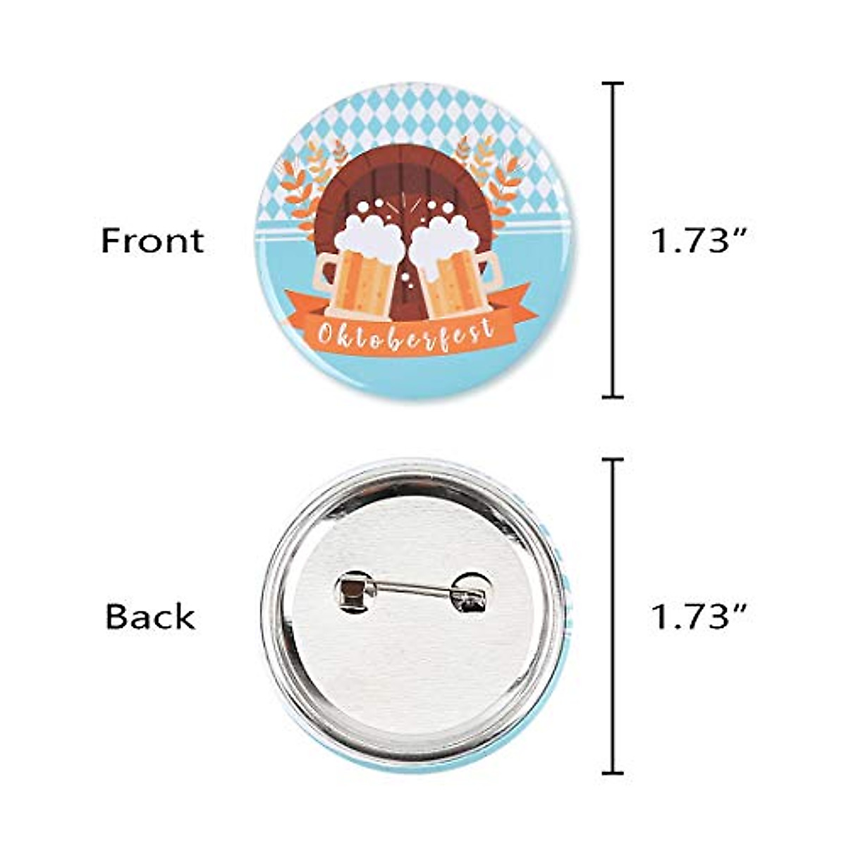 Oktoberfest Buttons Pins Bavarian Badges - Beer Festivities  Event Party Favors Supplies Decorations 48Ct